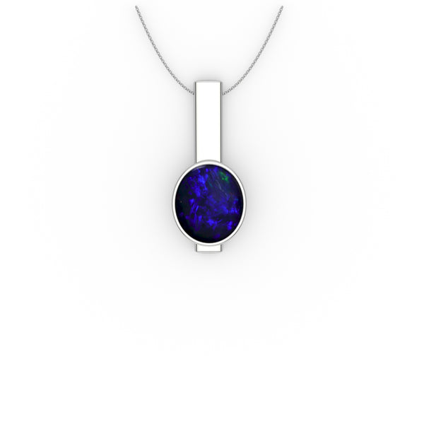 Anna Pendant - Boulder Opal Doublet Handcrafted in 9kt White Gold Pend ...